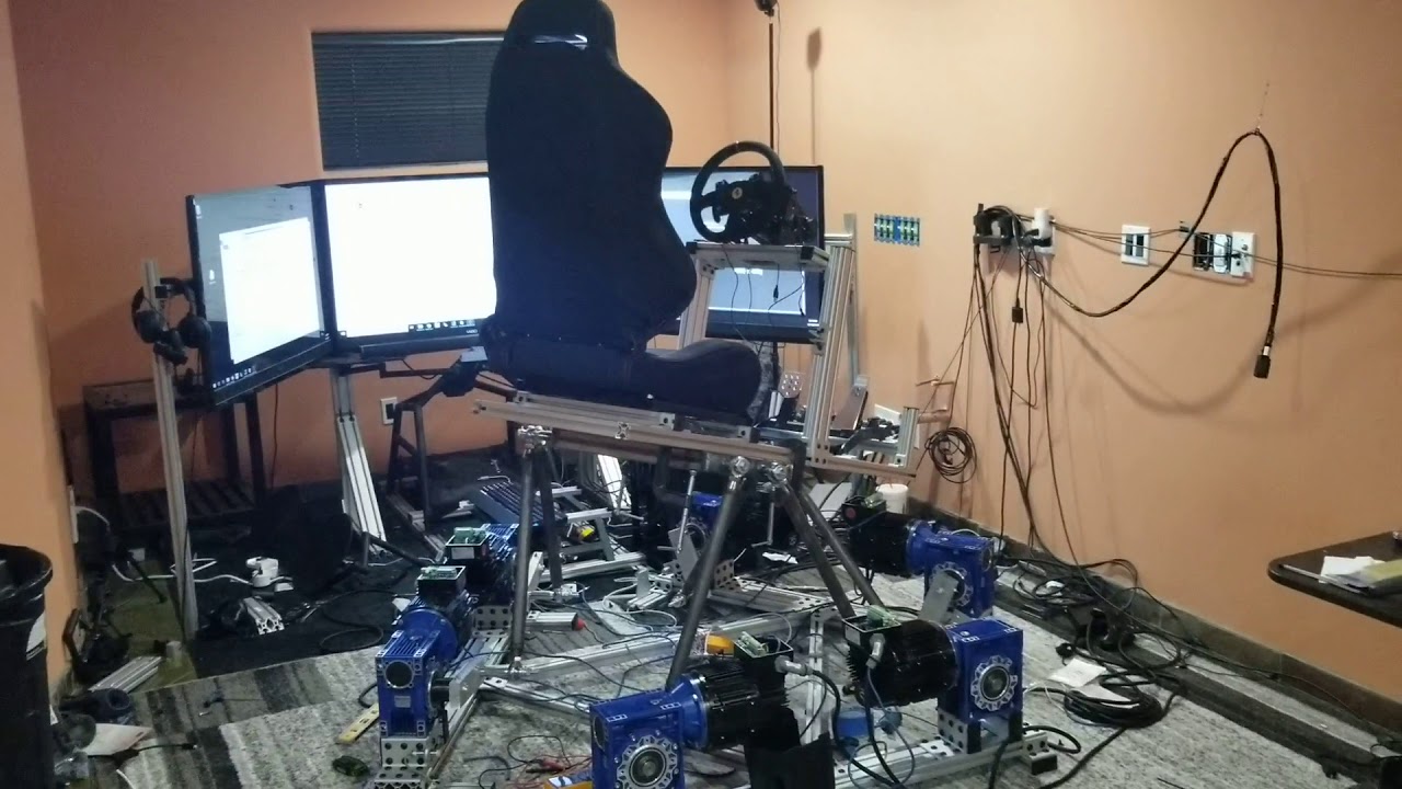 6dof motion platform with cockpit test fit - YouTube