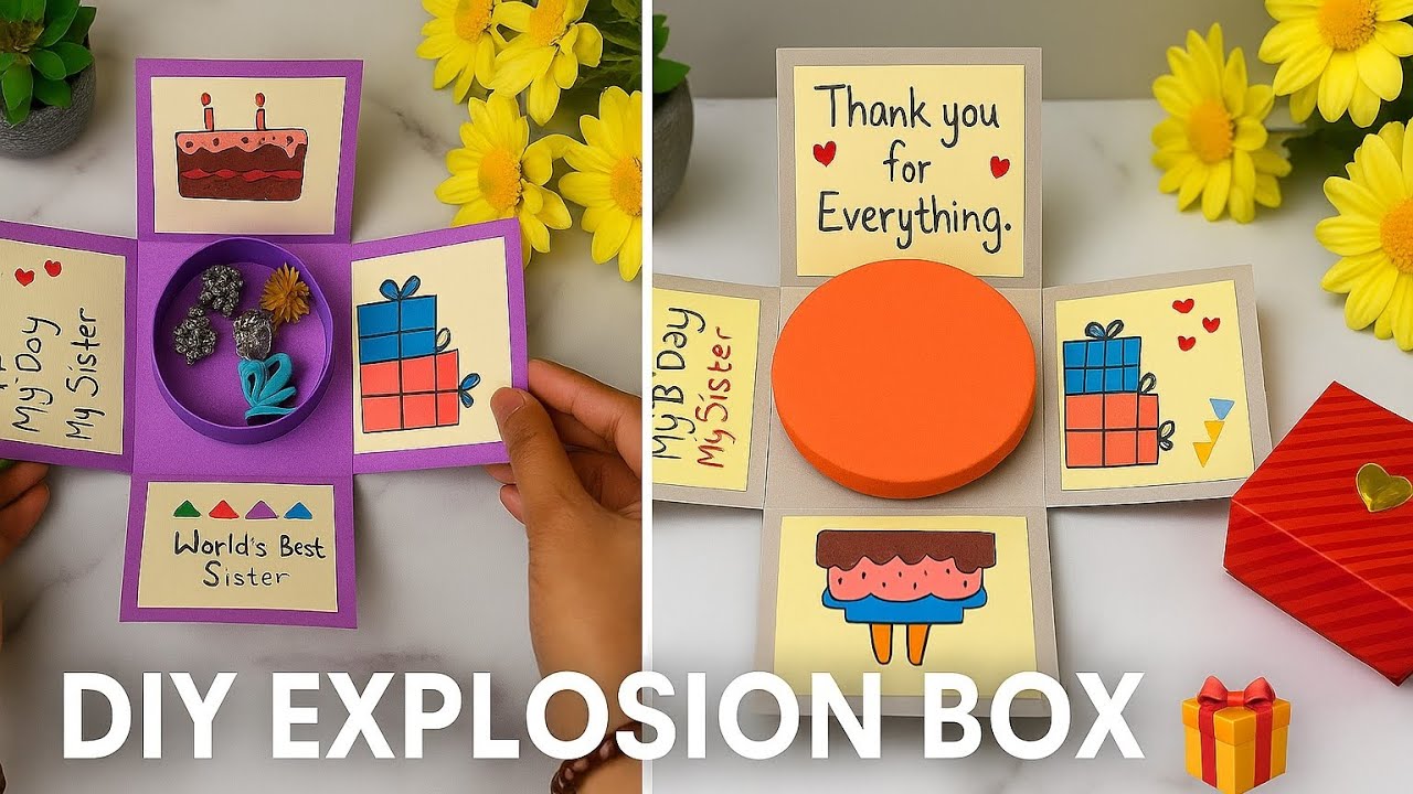 How to make Explosion Box🎁|DIY Gift Box |DIY Greeting Card for Birthday |Paper Craft - YouTube