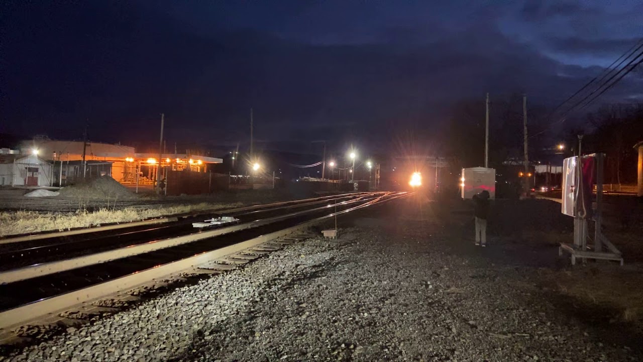 CSX manifest train at night - YouTube