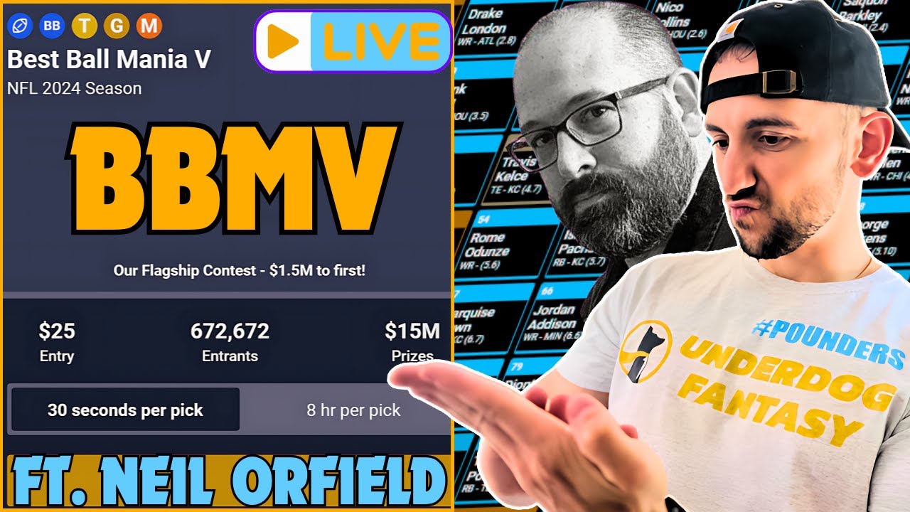 Best Ball Mania 5 ft. Neil Orfield | Underdog Fantasy Live Draft - YouTube
