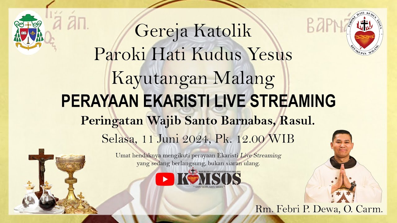Misa Streaming || Peringatan Wajib Santo Barnabas, Rasul. || Selasa, 11 ...