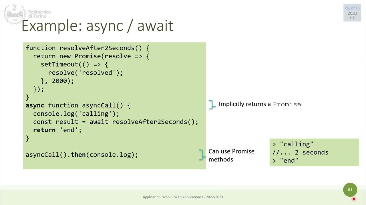 WA1-2023-L08: Asynchronous Programming (async/await), and exercise with Promises and SQLite ...