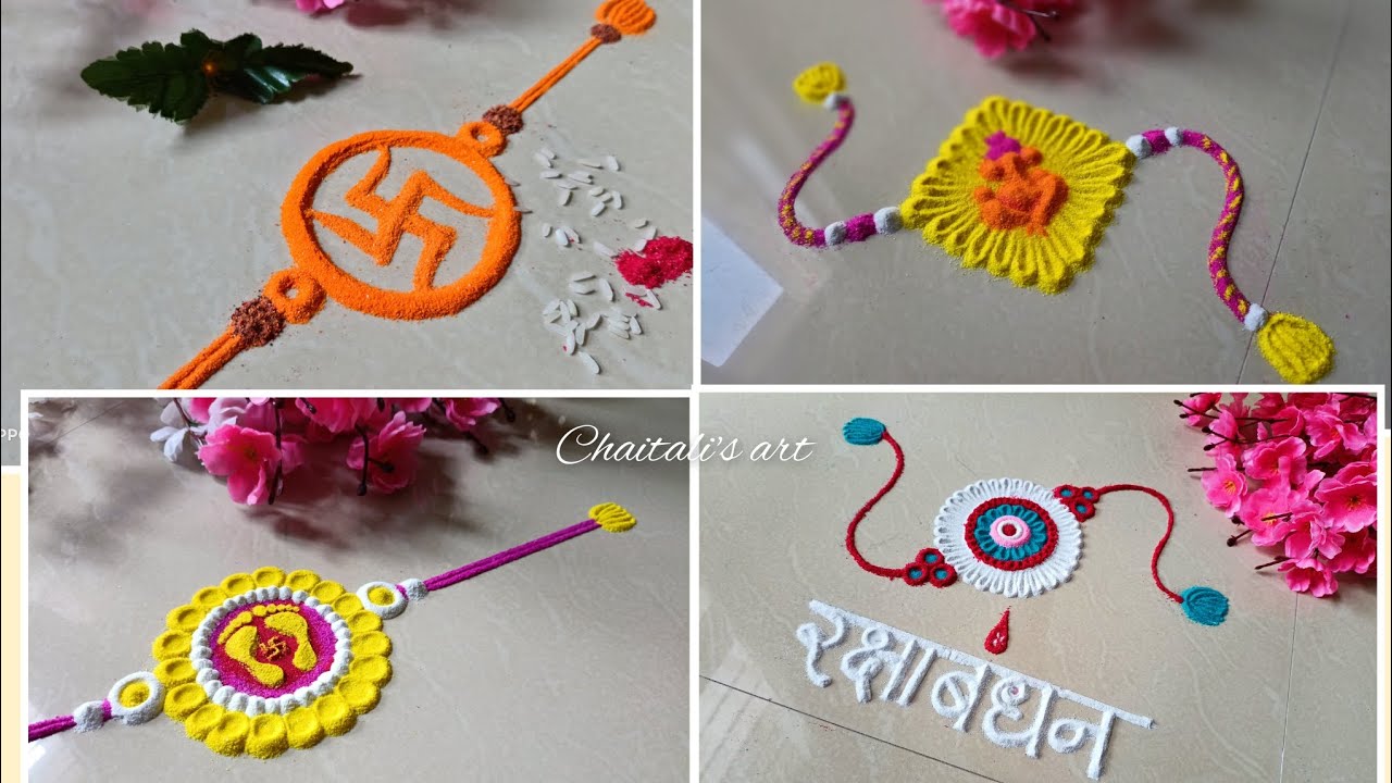 easy rakhi rangoli designs Rakshabandhan rangoli designs Rakhi pornima ...