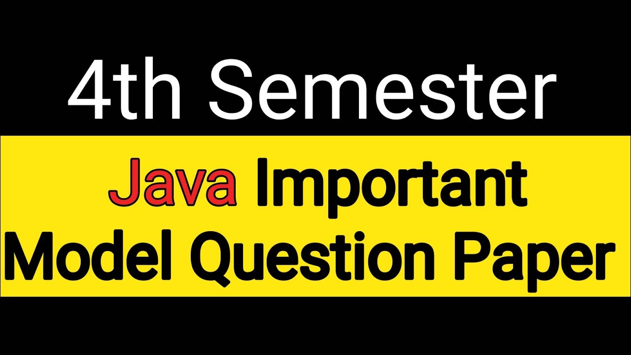 4th Sem Java Model Question Paper Sem 4 Object Oriented Programming 1308