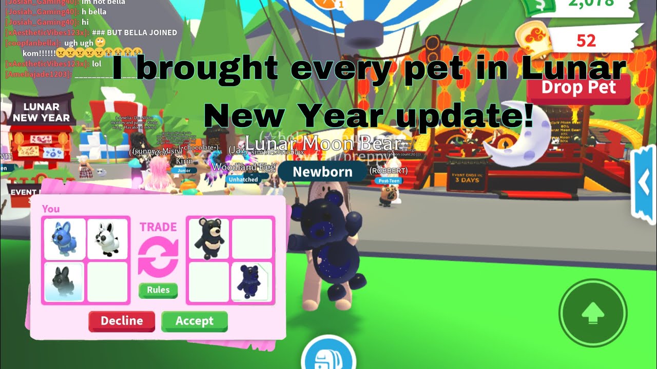 I brought EVERY SINGLE PET in LUNAR NEW YEAR update! (Adopt me) - YouTube
