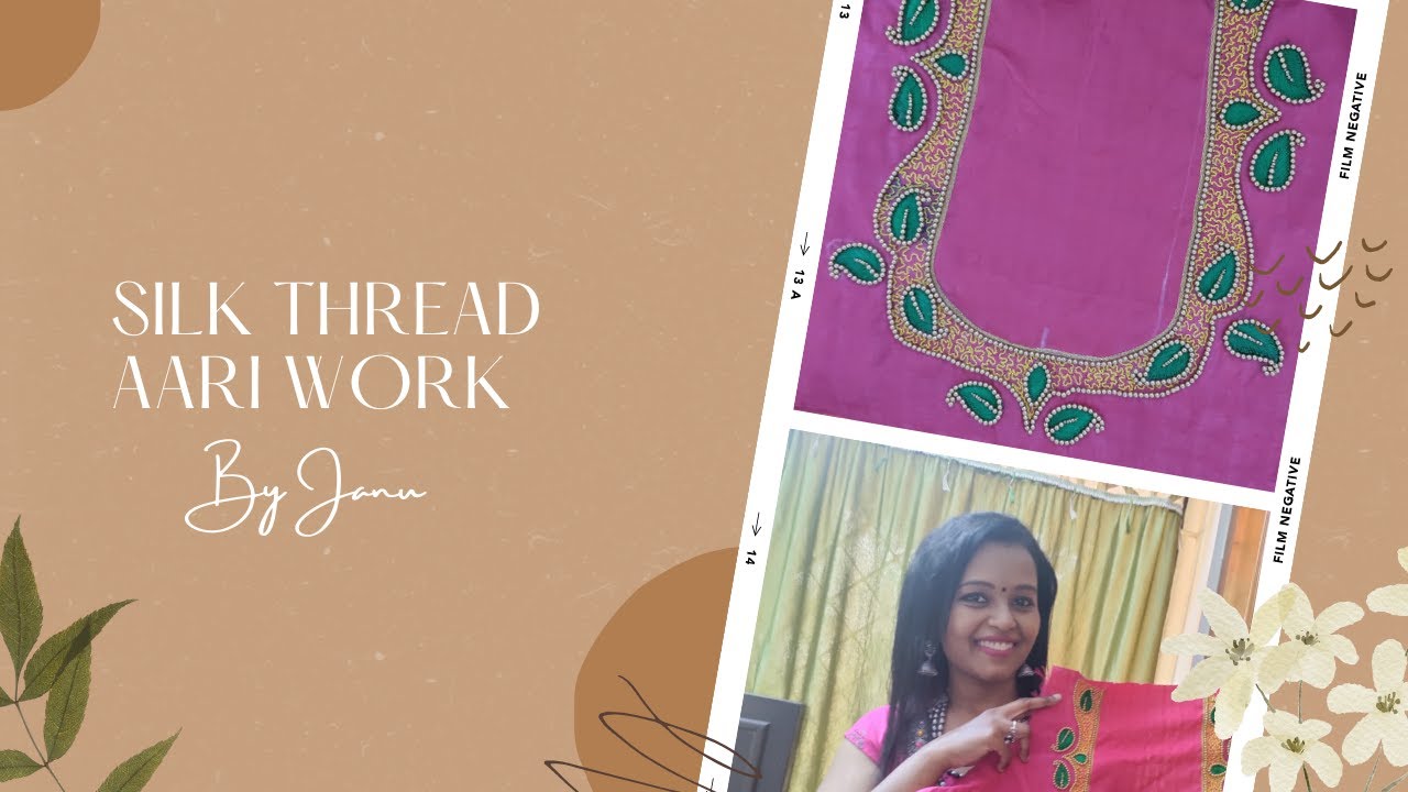 Aari work for beginners Silk thread Aari work| my first aari work - YouTube