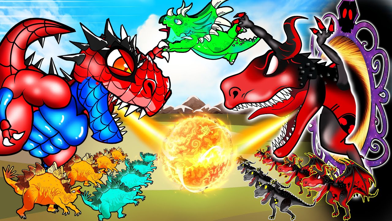 Red T rex Dinosaur Attack Devil Dinosaur In Jurassic World Scene ...
