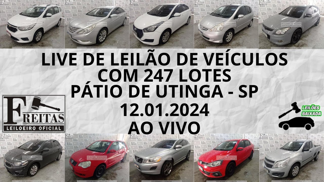 LIVE DE LEILÃO DE VEÍCULOS NO FREITAS LEILOEIRO COM 247 LOTES 12.01. ...