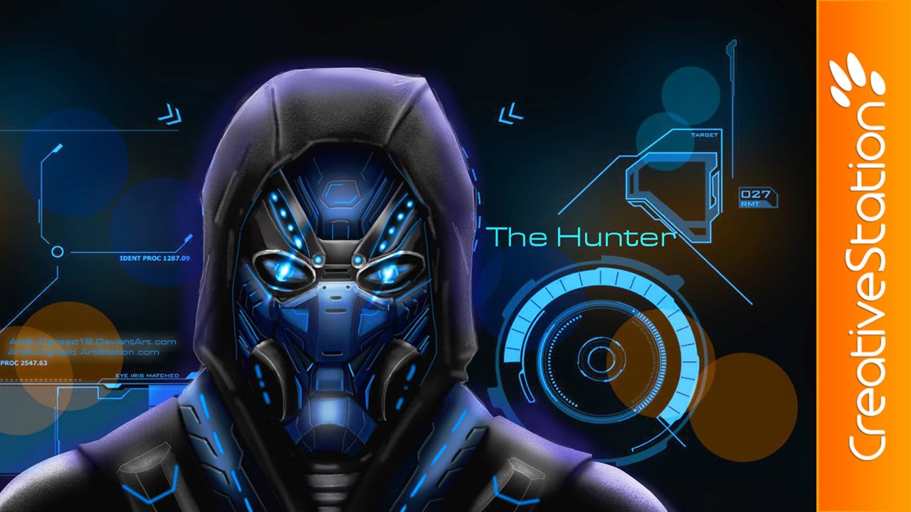 Cyber hunter - Speed Painting (#Photoshop) | CreativeStation - YouTube