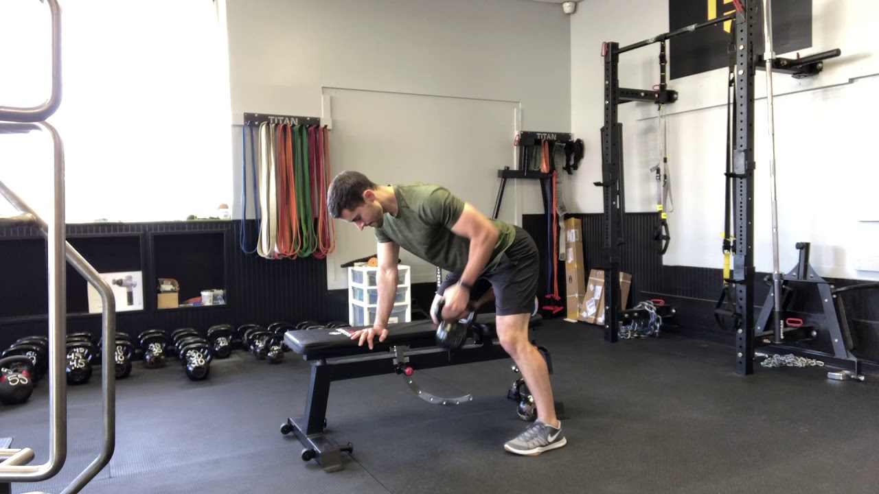 Single arm bent row off bench - YouTube
