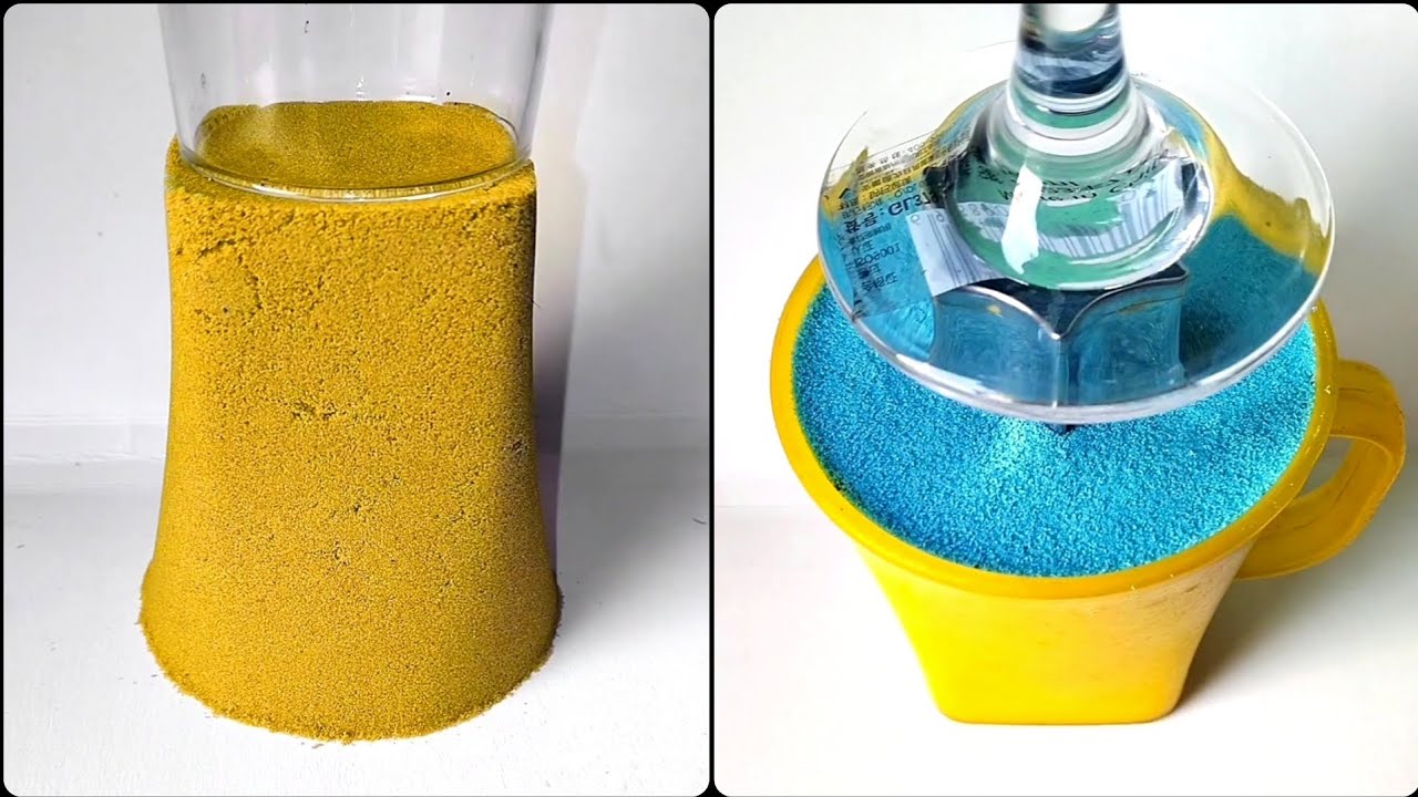 Asmr wine 🍷 glass pressing kinetic sand amazing shapes - YouTube