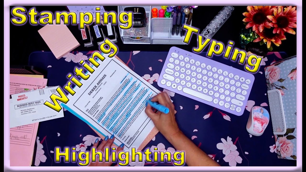 ASMR | Office Sounds | Paperwork | Typing | Stamping | Highlighting ...