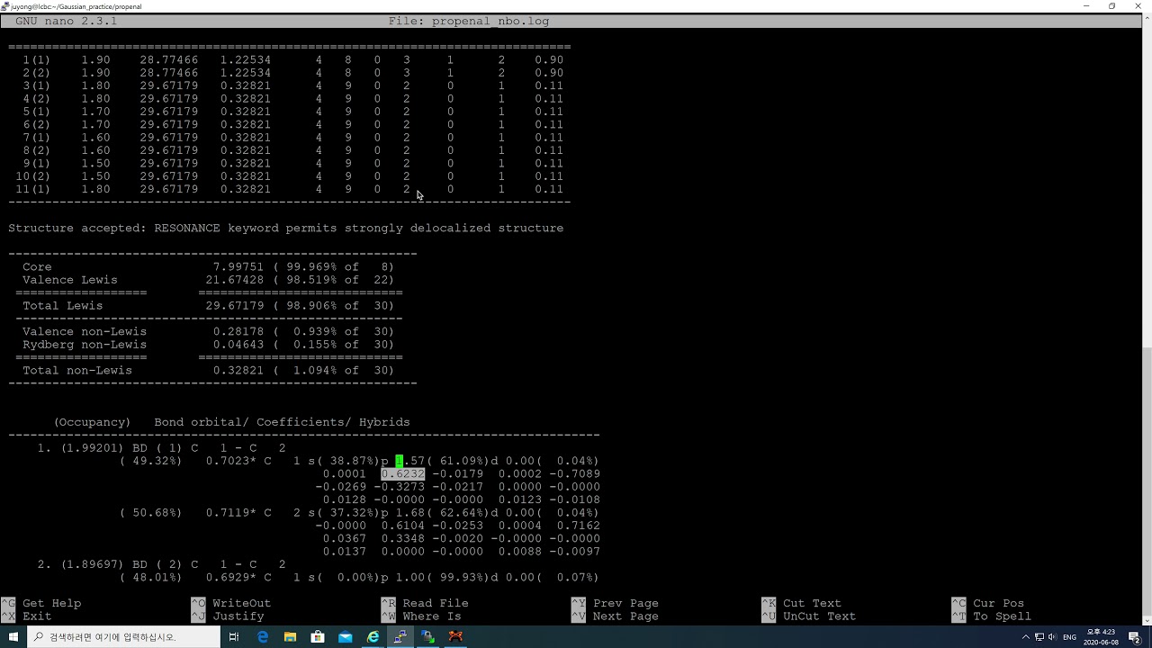 가우시안을 이용한 NBO 계산3 - NBO 결과 해석 - YouTube