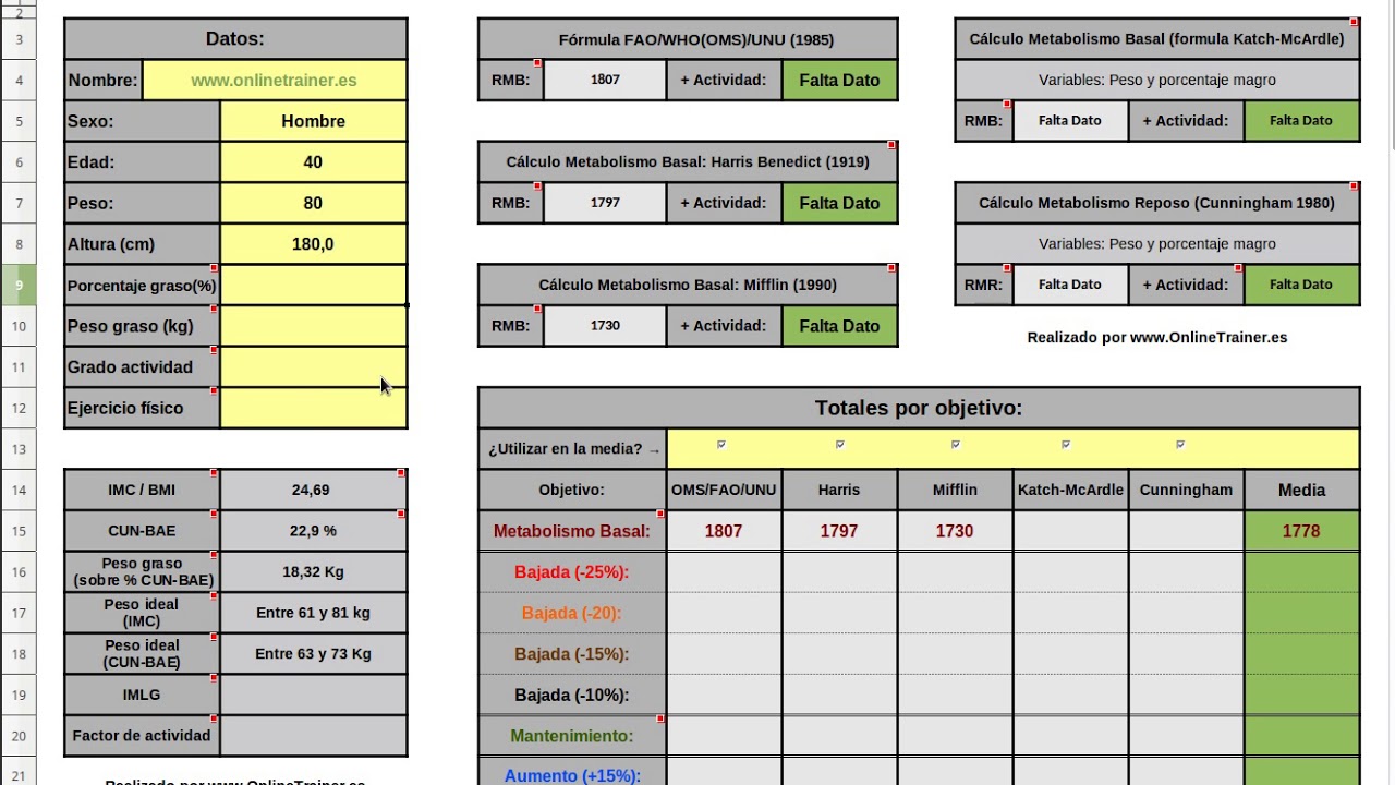 Cálculo de consumo energético v1.0 (Disponible en OnlineTrainer.es ...