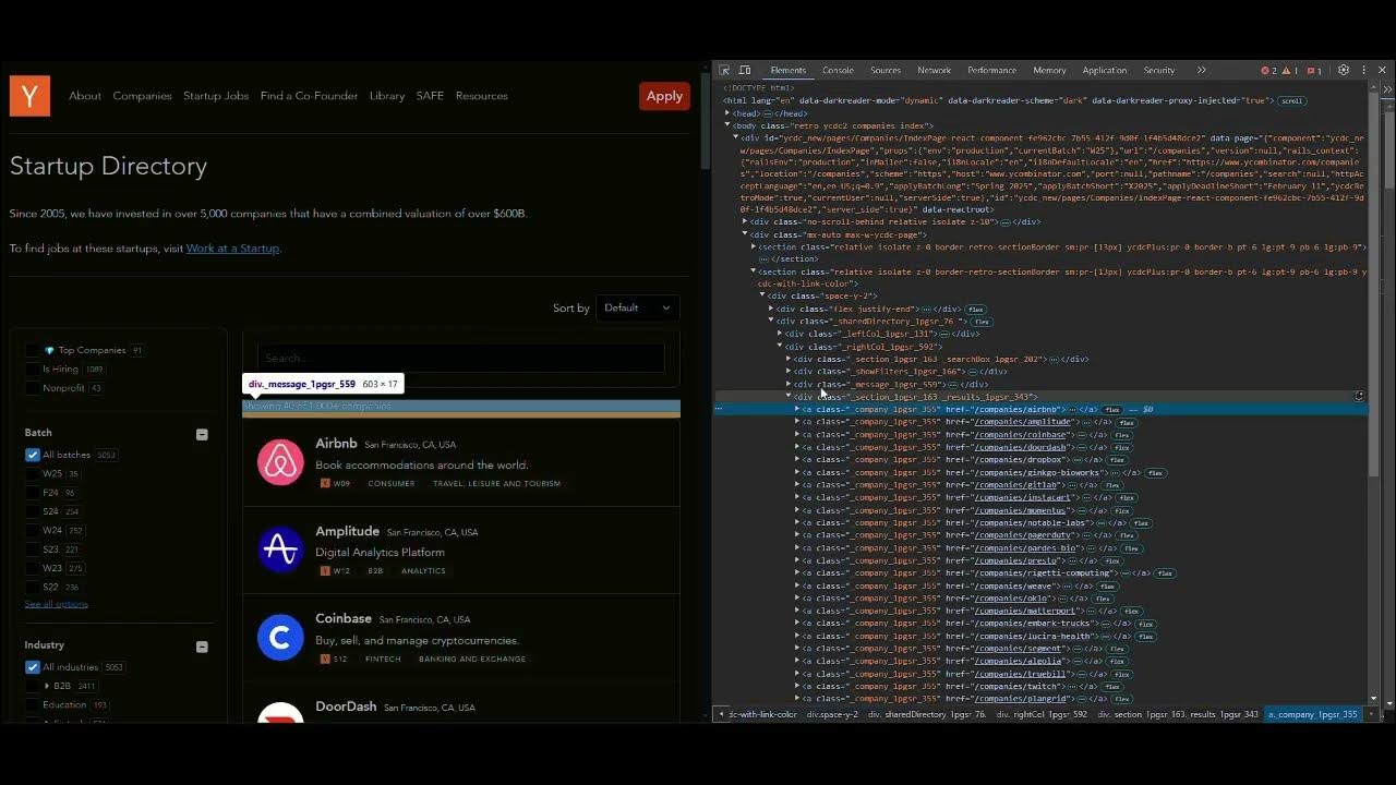 Choosing and Infinite scroll YCombinator - YouTube