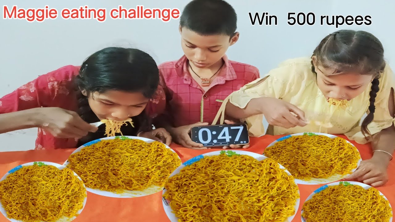 मैग्गी खाने का चैलेंज/ Maggie eat challenge/ Village FooDs challenge/ Maggie khane ka challenge ...