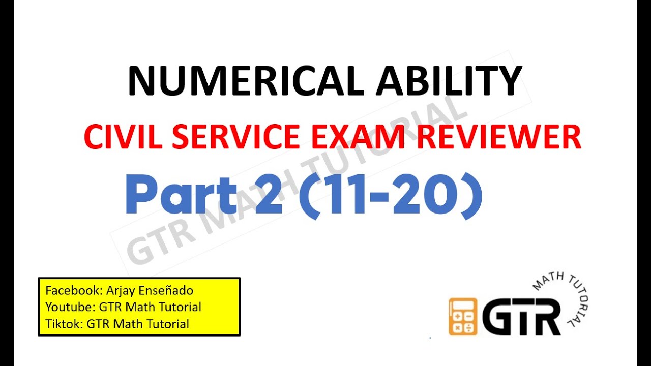 NUMERICAL ABILITY (11-20) | Civil Service Exam Reviewer - YouTube