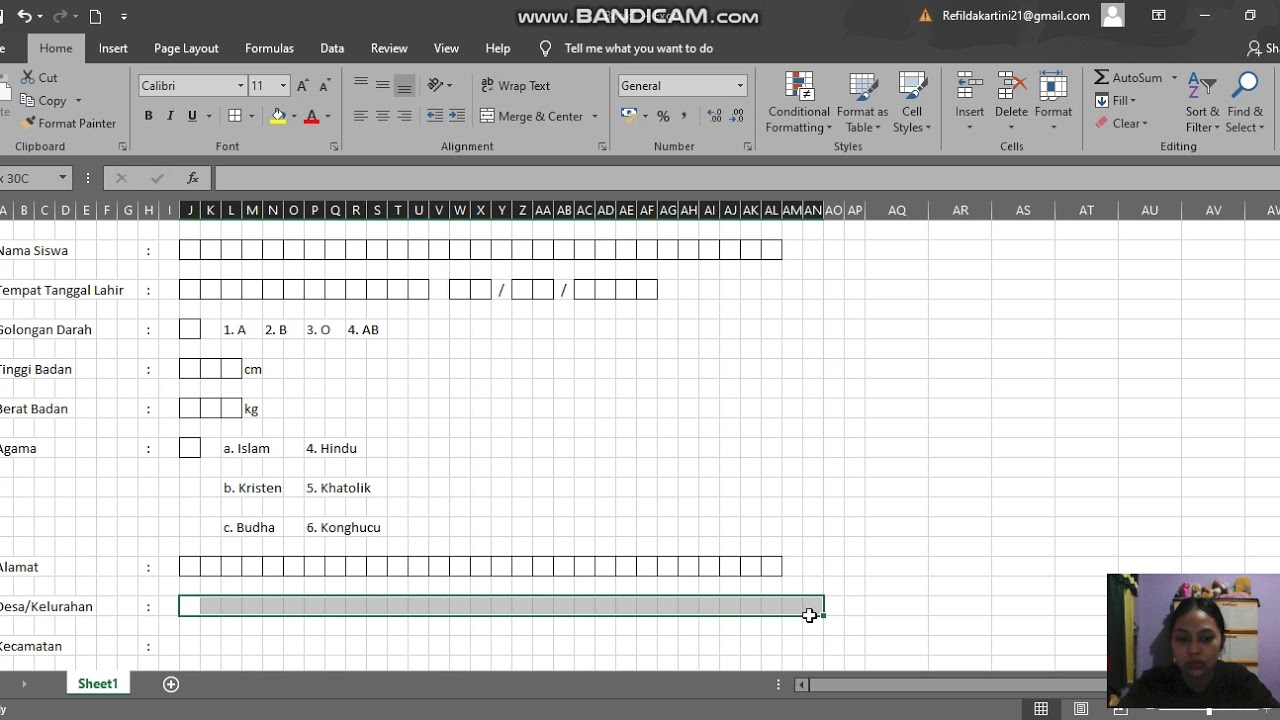 Cara membuat form pendaftaran siswa di Ms. Excel - YouTube