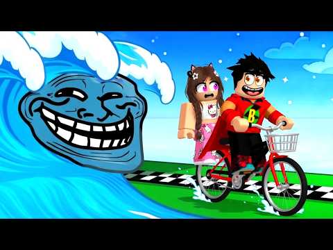 Bisiklet ile Her Saniye Hızlanıp Tsunamiden kaçtık! - ROBLOX