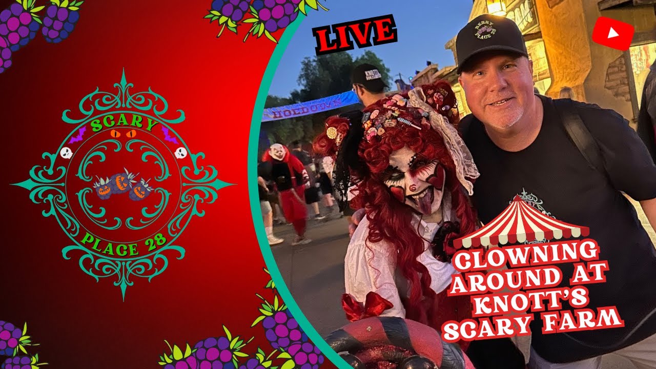 LIVE - Clowning Around at Knott's Scary Farm - YouTube
