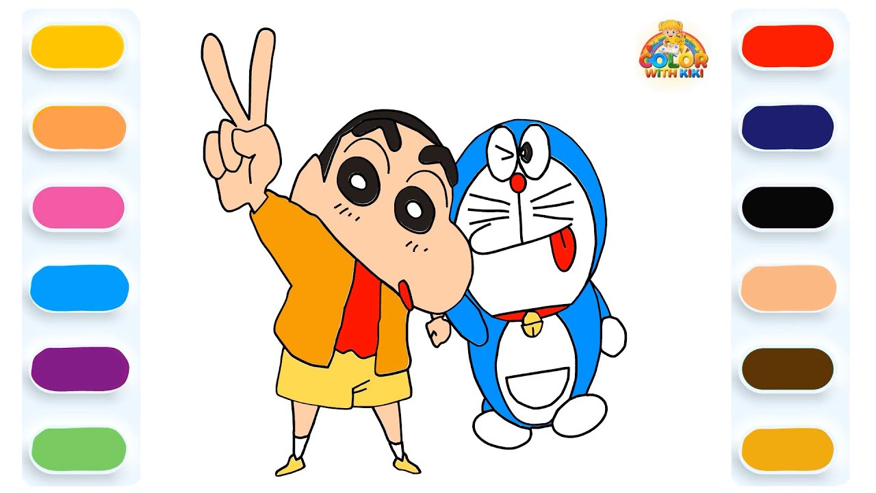 Learn to Draw Shin Chan & Doraemon - Drawing and Coloring Tutorial for Kids - YouTube
