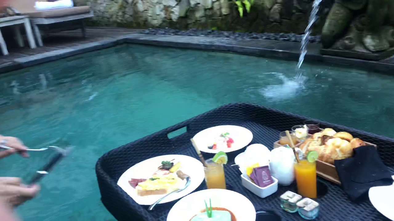 Floating Breakfast in Kayon Resort Ubud Bali Villa - YouTube