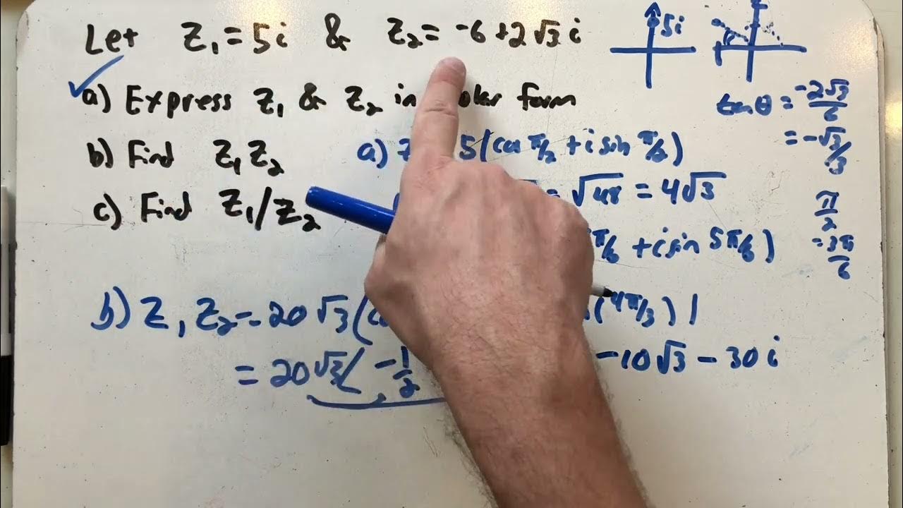 Multiplying and dividing complex numbers using polar form - YouTube