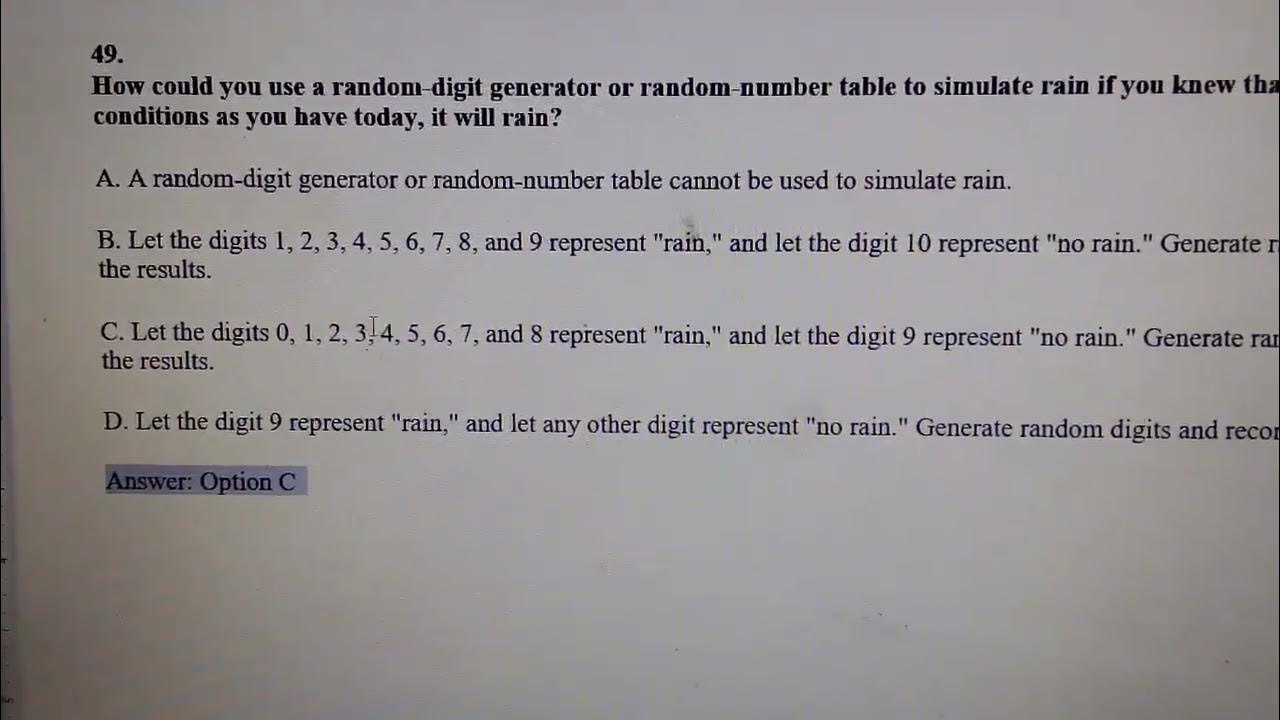 49. How could you use a random-digit generator or random-number table ...