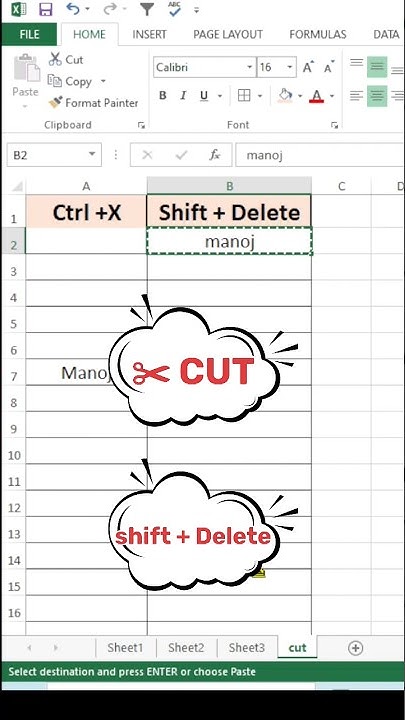 Efficient Excel Keyboard Shortcut: Cut Cells Using Shift and Delete # ...