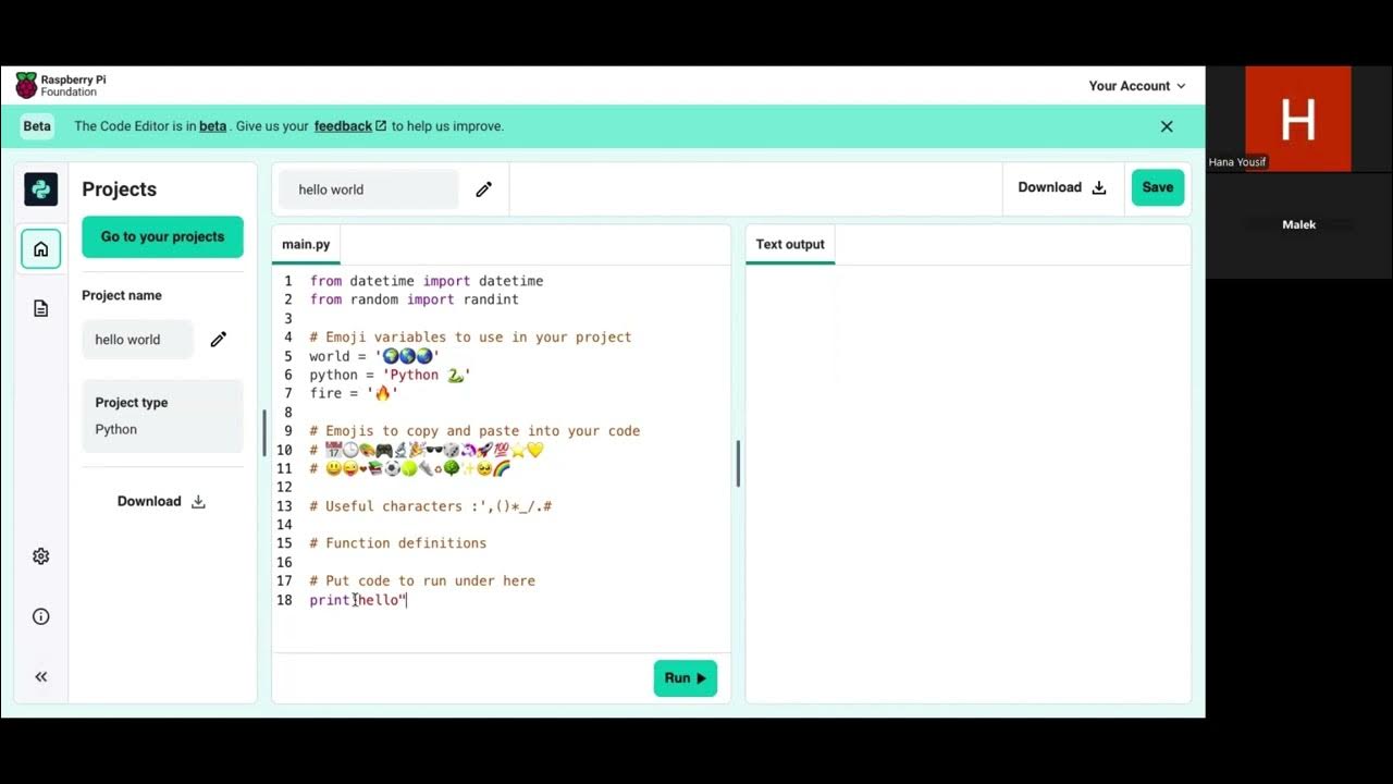 first code (8 years old student ) python - YouTube