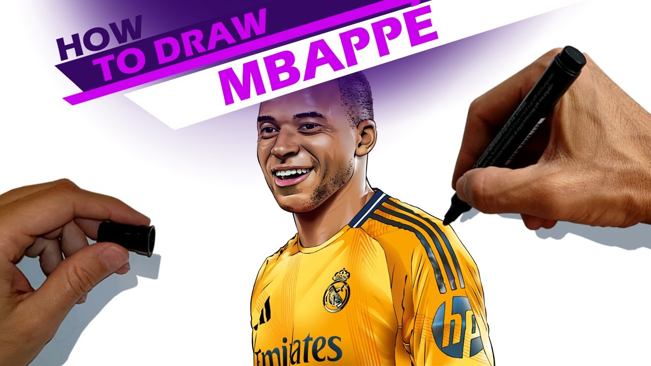 Kylian Mbappé, Real Madrid player - How to draw - YouTube