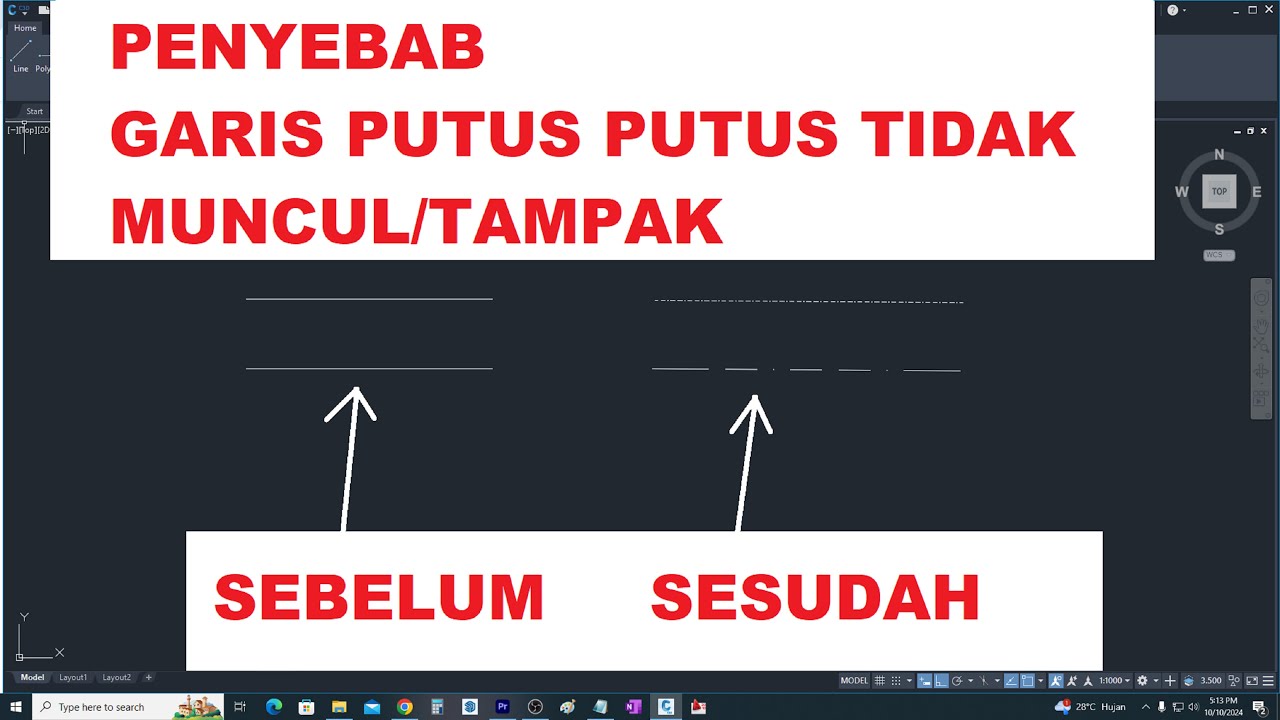Cara membuat garis putus putus yang benar di autocad - YouTube
