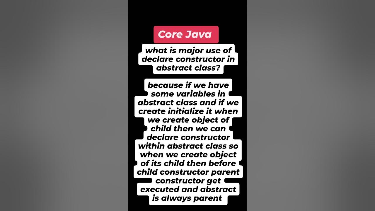 "Understanding the Role of Constructors in Abstract Classes in Java" - YouTube