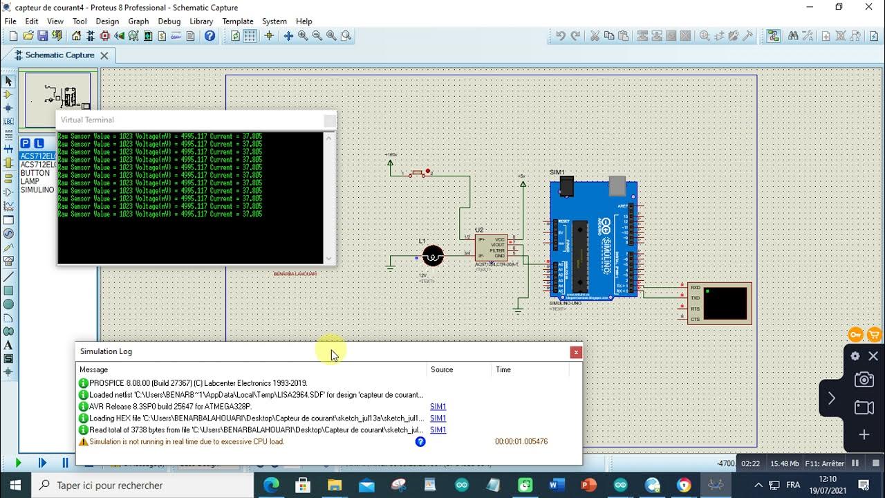 Simulation d'un capteur de courant Dans Proteus en utilisant l'ARDUINO ...