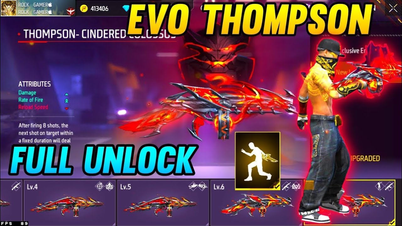 NEW EVO THOMPSON SKIN FULL UPGRADE Wasting 15000 💎 Daimonds - YouTube
