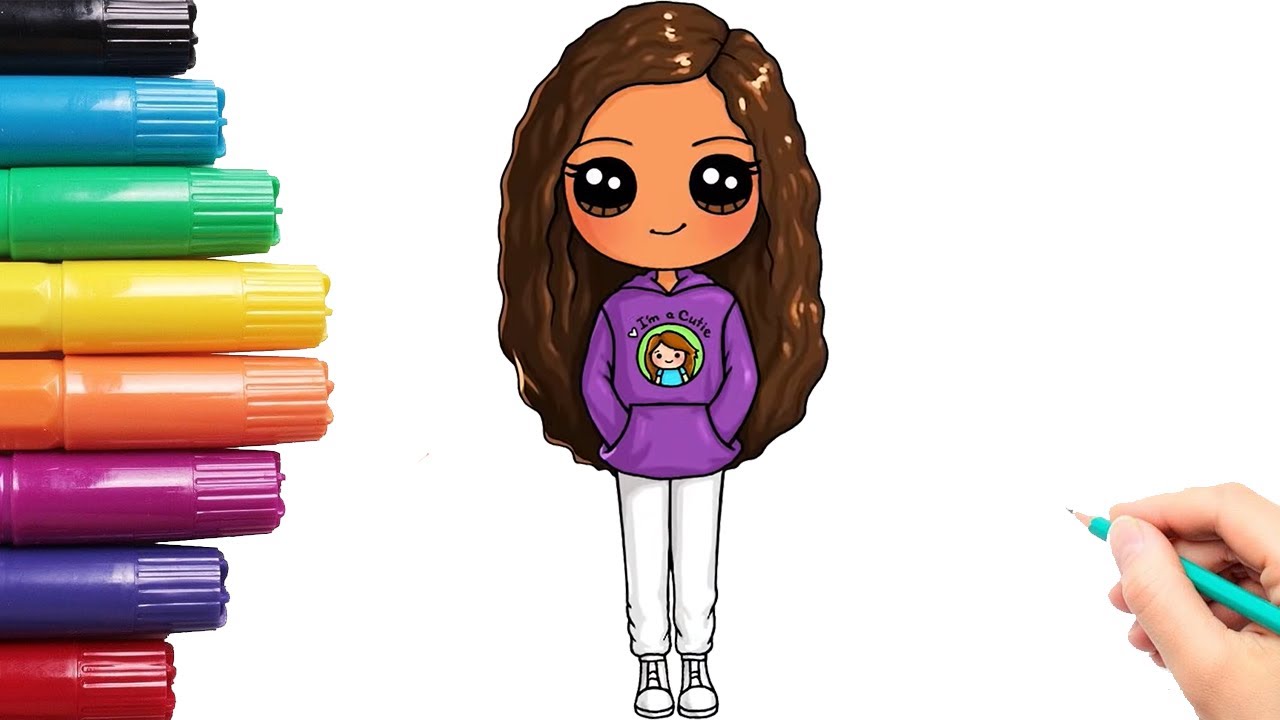 How to Draw a Cutie FAN 🥰 Cute Girl - YouTube