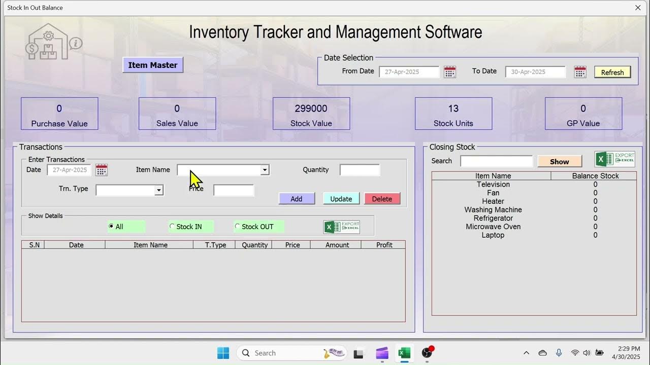 Inventory Management Excel VBA Template | Version 2 | Free Download - YouTube