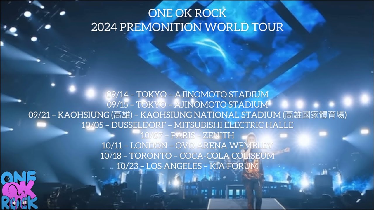ONE OK ROCK 2024 PREMONITION WORLD TOUR SET LIST predict - YouTube
