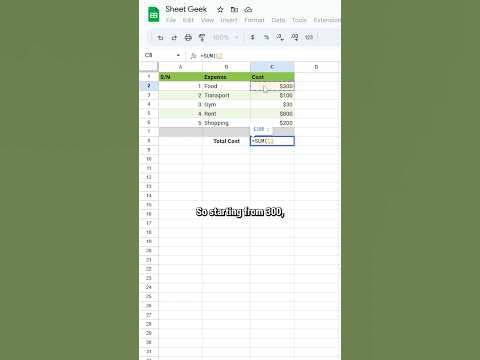 How to use the SUM function in Google Sheets🤓 #exceltips #googlesheets #spreadsheets # ...