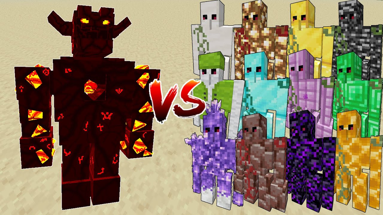 Underworld Guardian vs All Golems Minecraft Battles mod - YouTube
