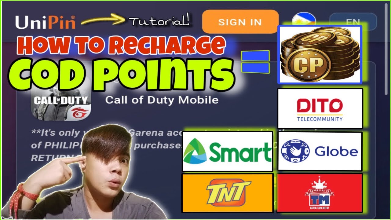 PAANO MAG TOP UP NG CP OR COD POINTS SA CODM GAMIT ANG LOAD SA SIM CARD ...