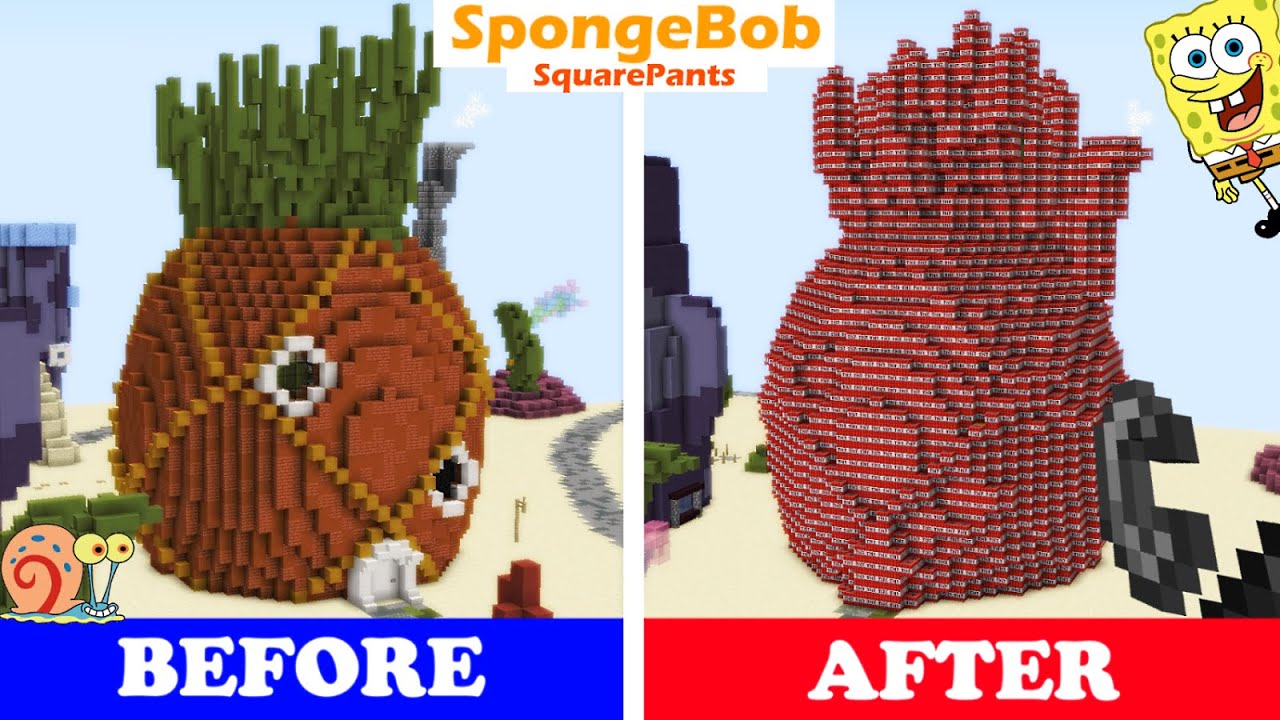 I Blew up the SpongeBob SquarePants house in Minecraft using TNT - YouTube
