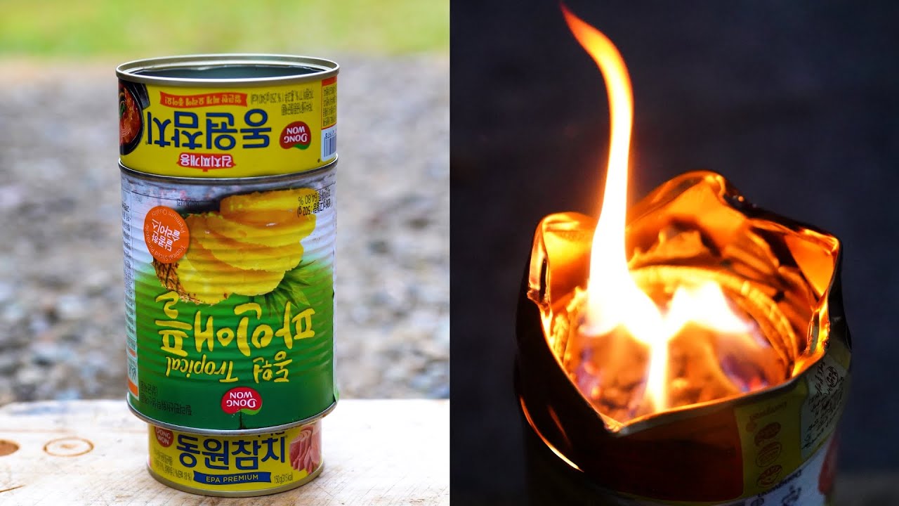 DIY Tin Cans Wood Gas Stove for Camping - Stove made by Tent Peg and ...