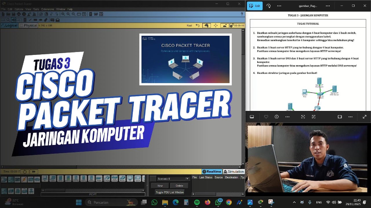 TUGAS 3 JARINGAN KOMPUTER - CISCO PACKET TRACER - YouTube
