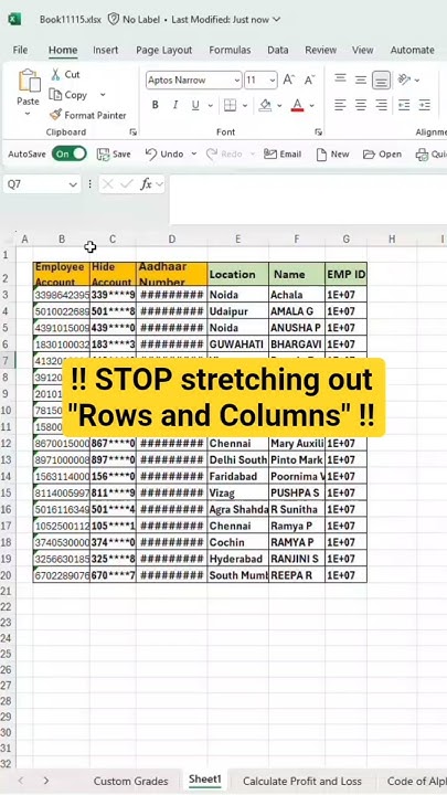 Auto Adjust Rows and Columns #excel #excelformula #exceltips #excelshortcuts #spreadsheetskills ...