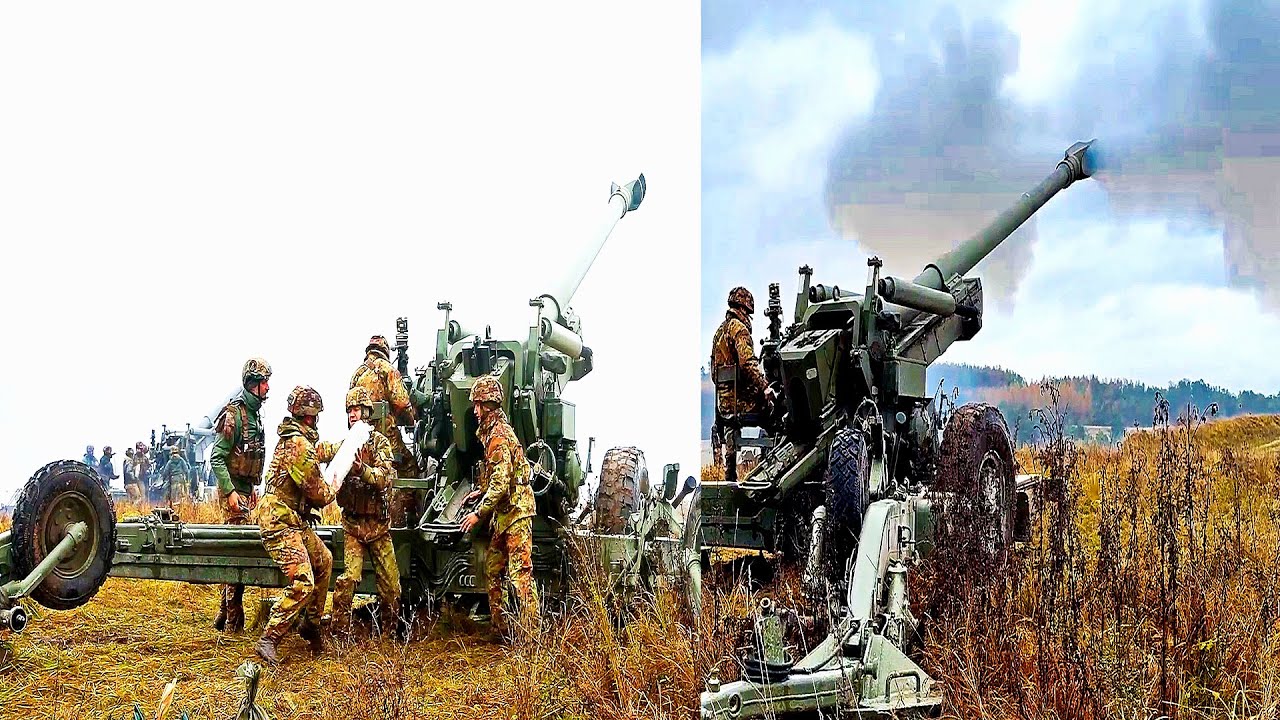 Italian Army Fires Live Rounds with POWERFUL 155mm FH70 Howitzer in ...