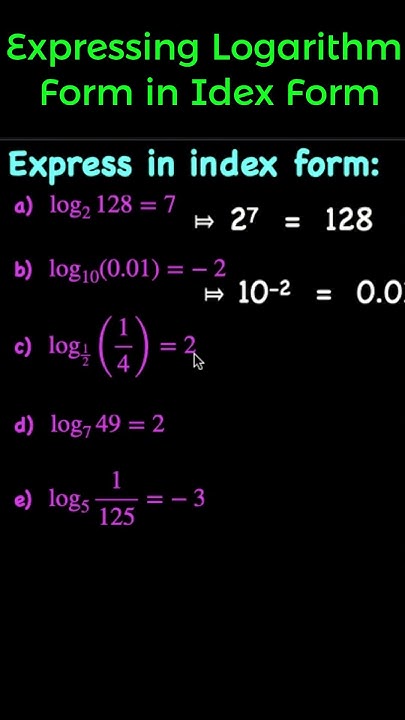 Expressing Logarithm Form in Index Form😲💯 #logarithmForm #exponents #conversion #maths #trending ...