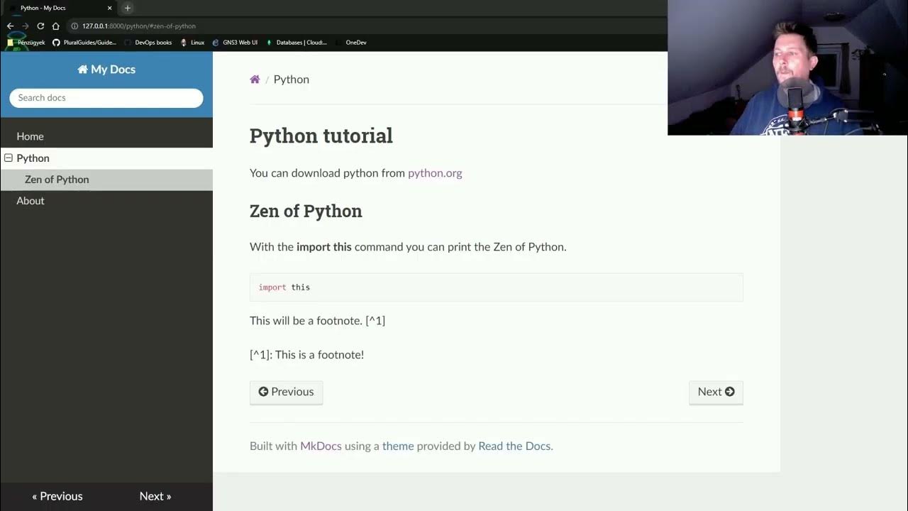 Python - MKDocs - Static site generator - YouTube