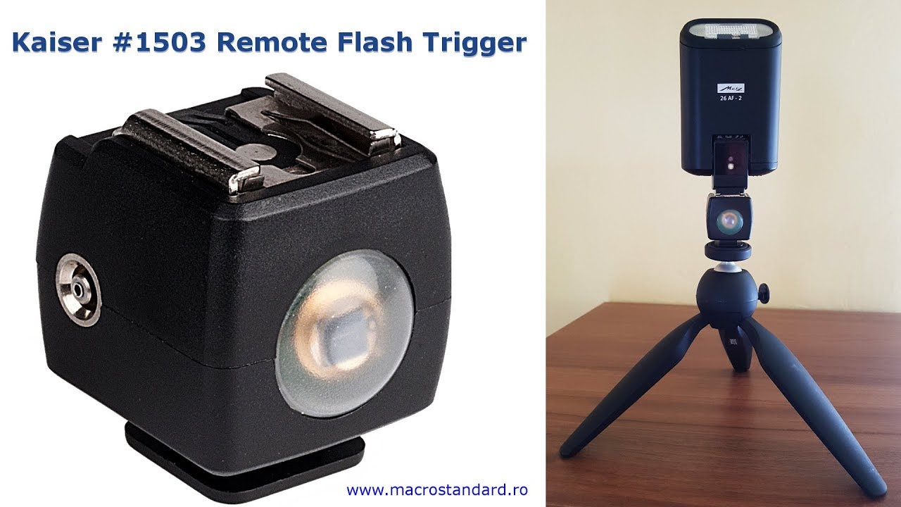 Declansator optic pentru blit Kaiser #1503 - Remote Flash Trigger - YouTube