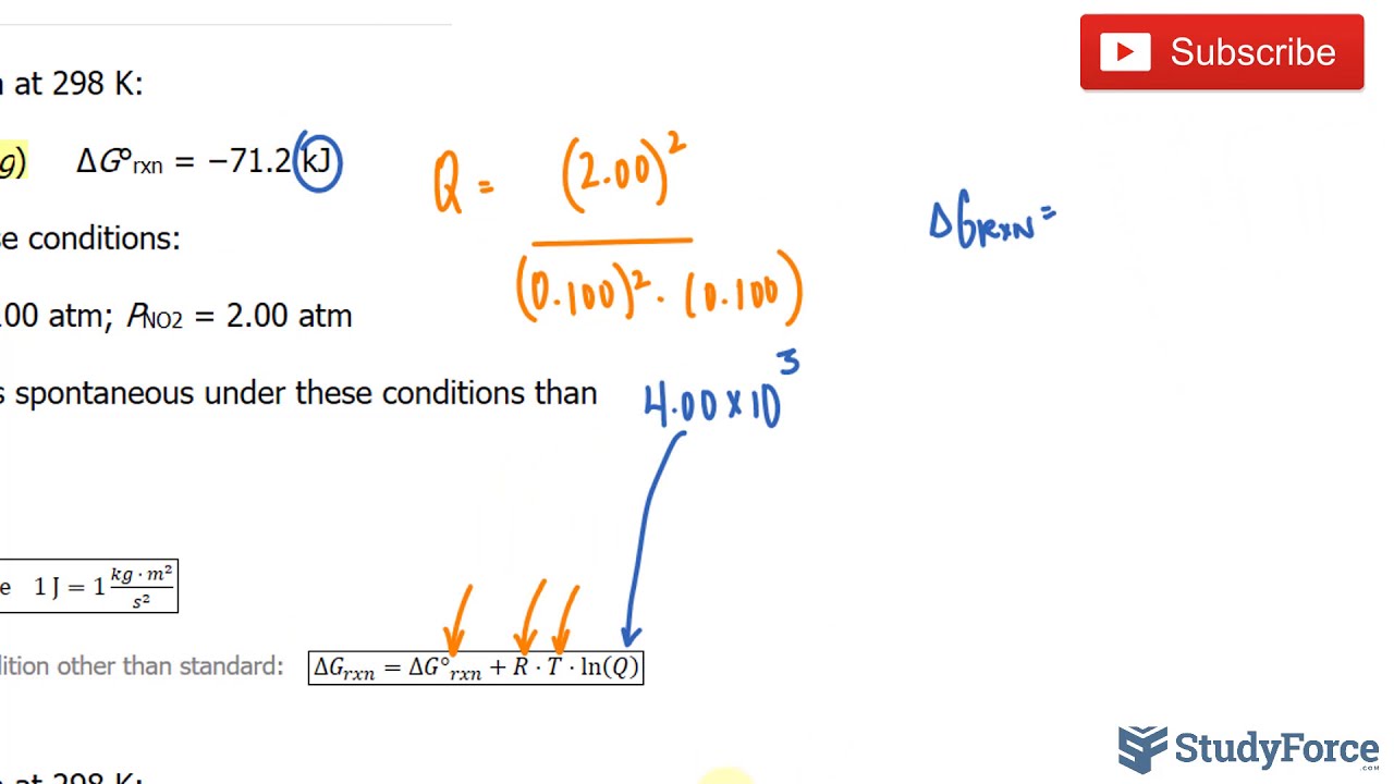 Calculating ΔG under Nonstandard Conditions - YouTube
